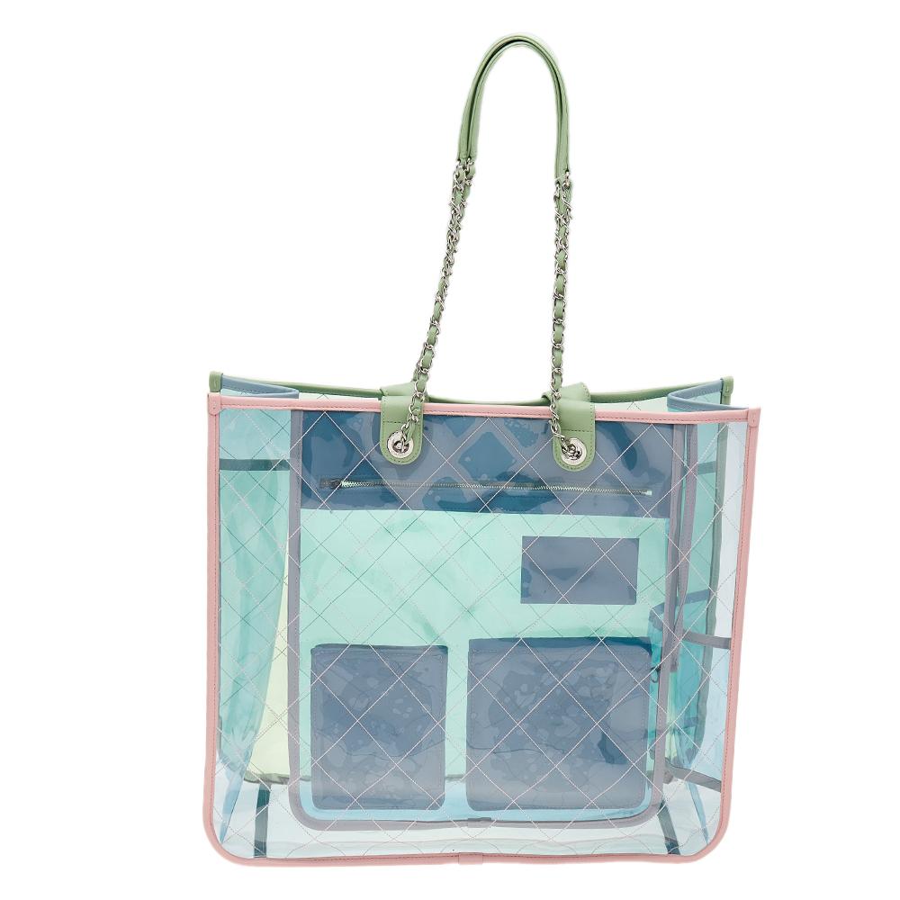 Chanel Multicolor Quilted PVC And Leather Large Coco Splash Tote Bag at ...