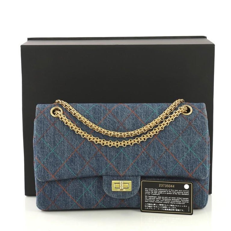 Chanel Multicolor Stitch Reissue 2.55 Flap Bag Quilted Denim 226 at 1stDibs