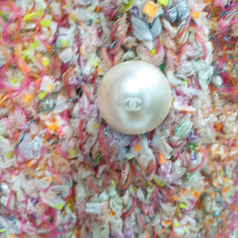 Chanel Multicolor Tweed Sequin Embellished Button Front Jacket at 1stDibs