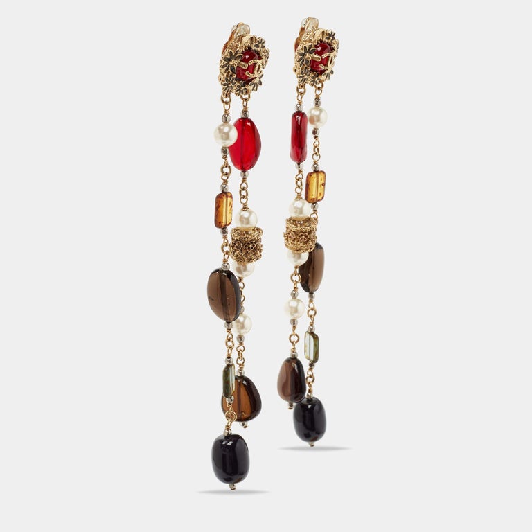 Chanel Multicolour Glass Beads and Faux Pearl Byzantine Long Necklace ...