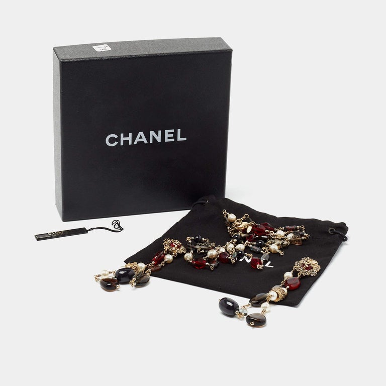 Chanel Multicolour Glass Beads and Faux Pearl Byzantine Long Necklace ...