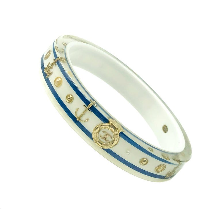 Chanel Nautical Anchor Bangle with Logo and Pearls 2010 at 1stDibs