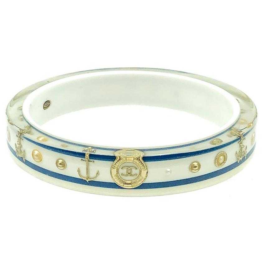 Chanel Nautical Anchor Bangle with Logo and Pearls 2010 at 1stDibs