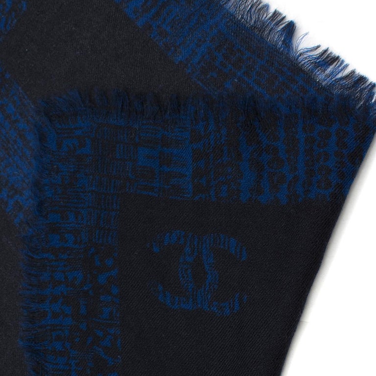 Chanel Navy and Blue Cashmere Scarf at 1stDibs | chanel cashmere scarf ...