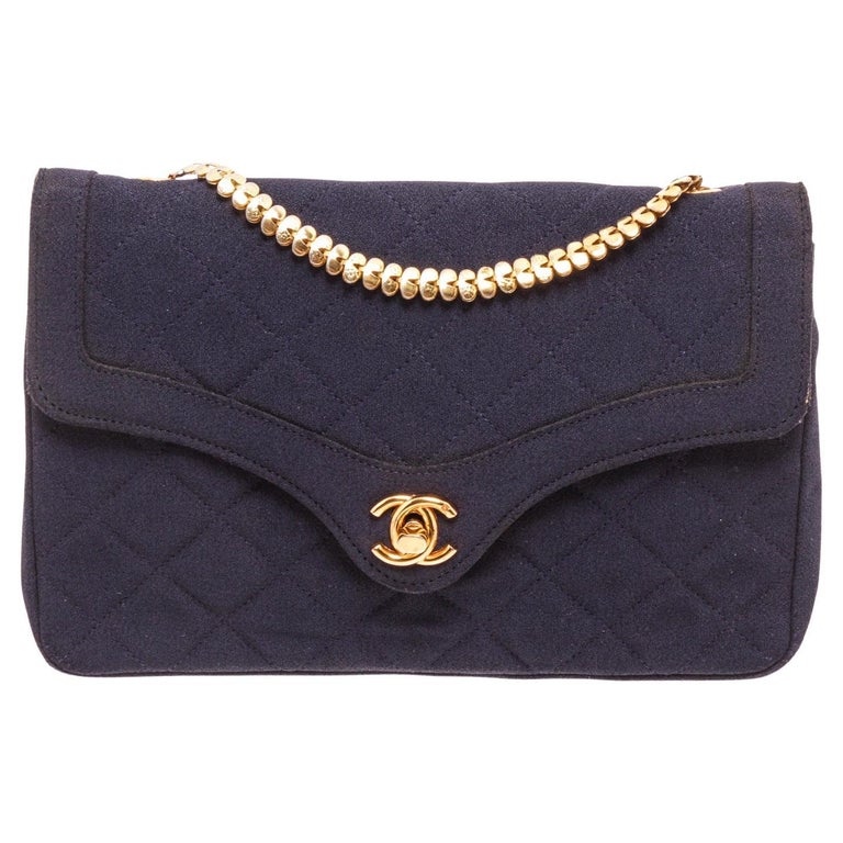 Chanel Navy Blue Fabric Envelope Flap Crossbody Bag at 1stDibs