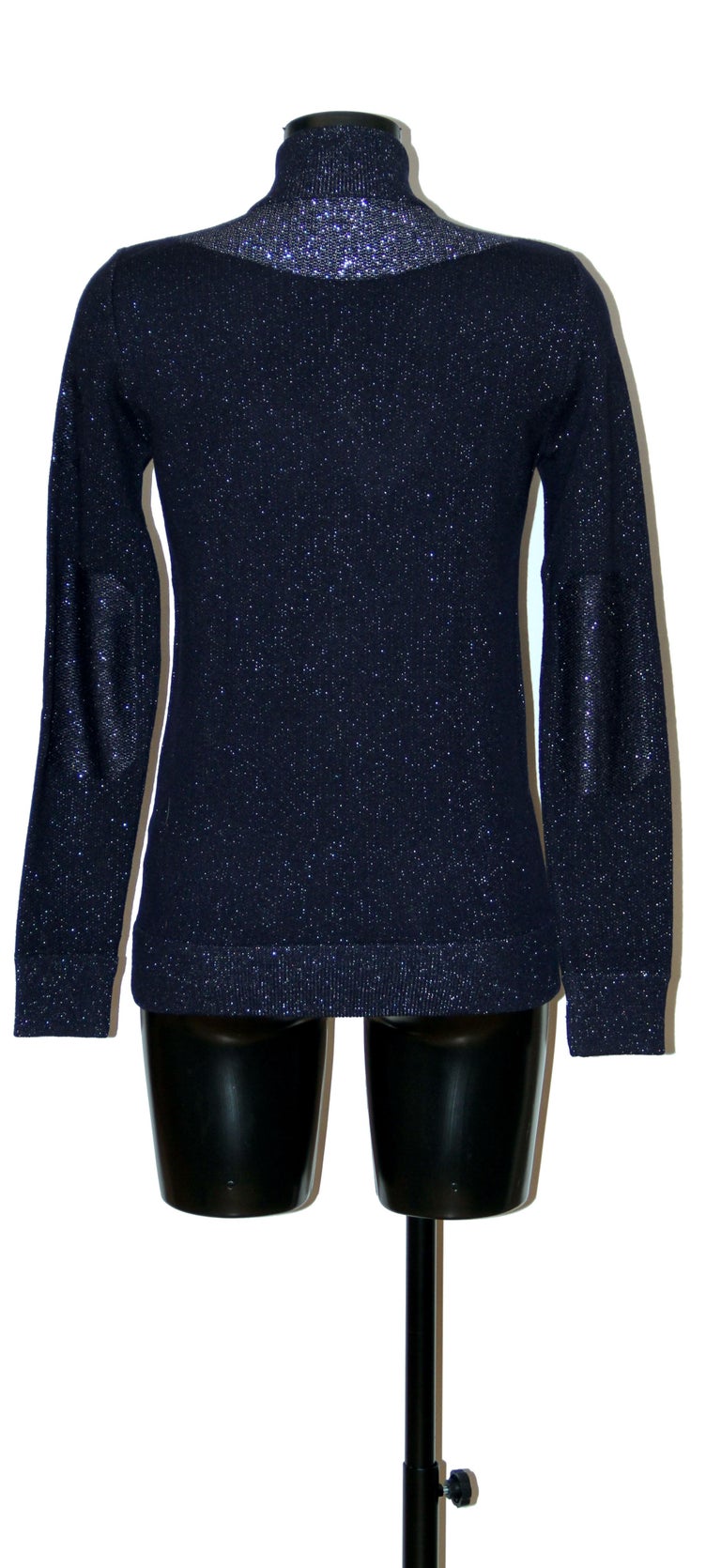 Chanel Navy Blue Lurex Cardigan at 1stDibs