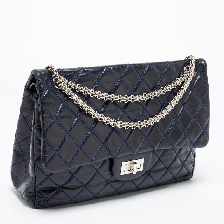 Chanel Navy Blue Quilted Leather Reissue 2.55 Classic 227 Double Flap ...