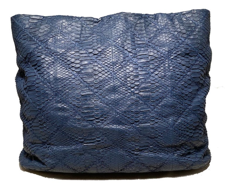 Chanel Navy Blue Quilted Matte Snakeskin Tote For Sale at 1stDibs ...