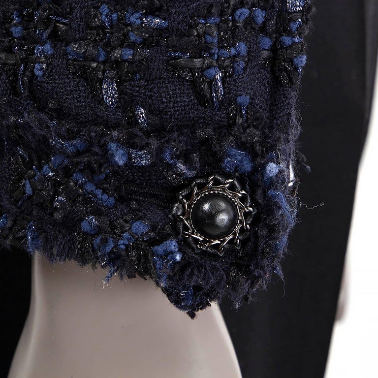 CHANEL navy blue wool 2016 16B ZIP FRONT TWEED Jacket 38 S For Sale at ...