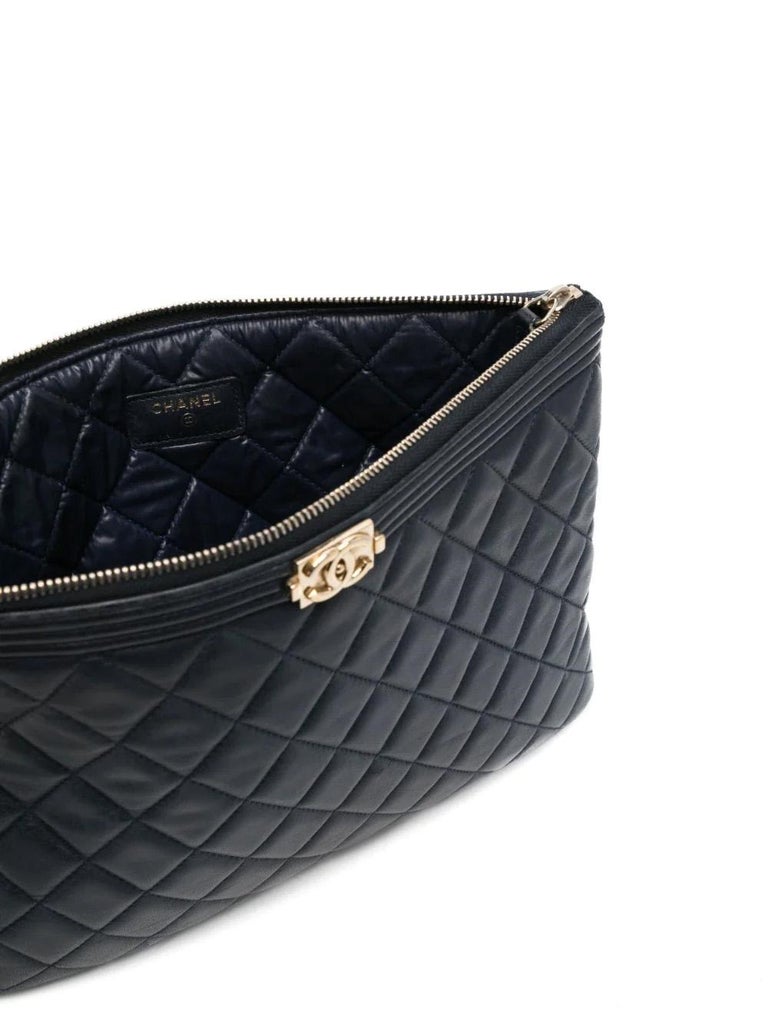Chanel Navy Boy Clutch Bag at 1stDibs