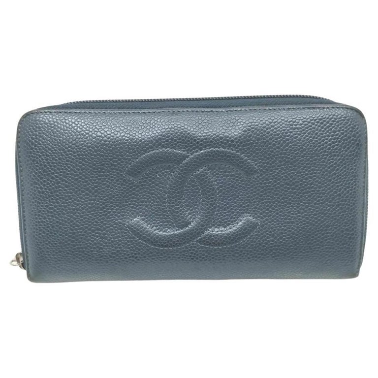 Chanel Navy Caviar Zippy Wallet Navy Blue Zip Around Wallet 858414 For ...