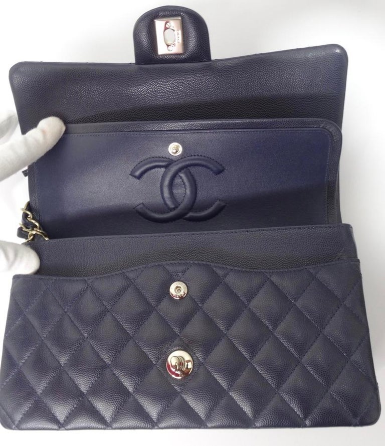 Chanel Navy Classic Double Flap For Sale at 1stDibs