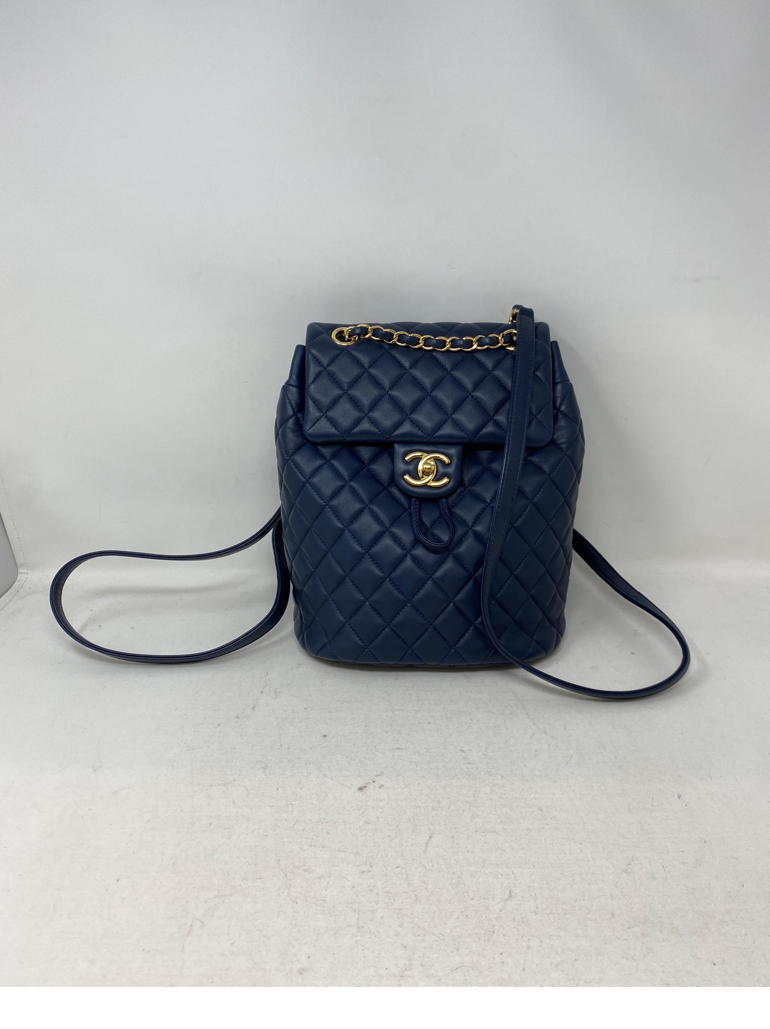 Chanel Navy Leather Backpack For Sale at 1stDibs