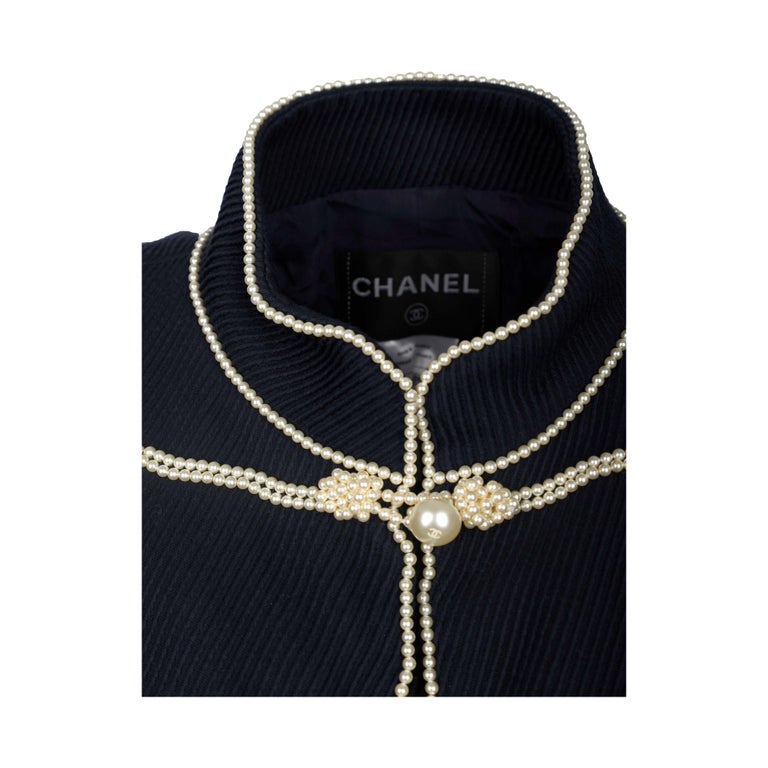 Chanel Navy Majorette Jacket with Pearls - '10s For Sale at 1stDibs