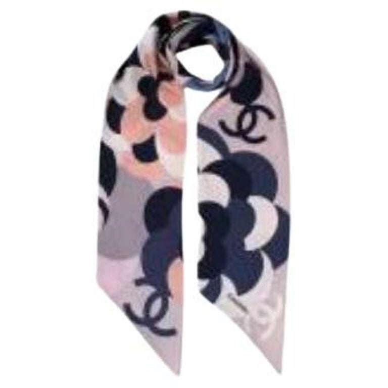 Chanel Navy and Pink Silk Twilly 155x15 For Sale at 1stDibs