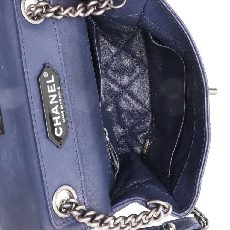Chanel Navy Quilted Calfskin CC Mini Flap Bag For Sale at 1stDibs ...
