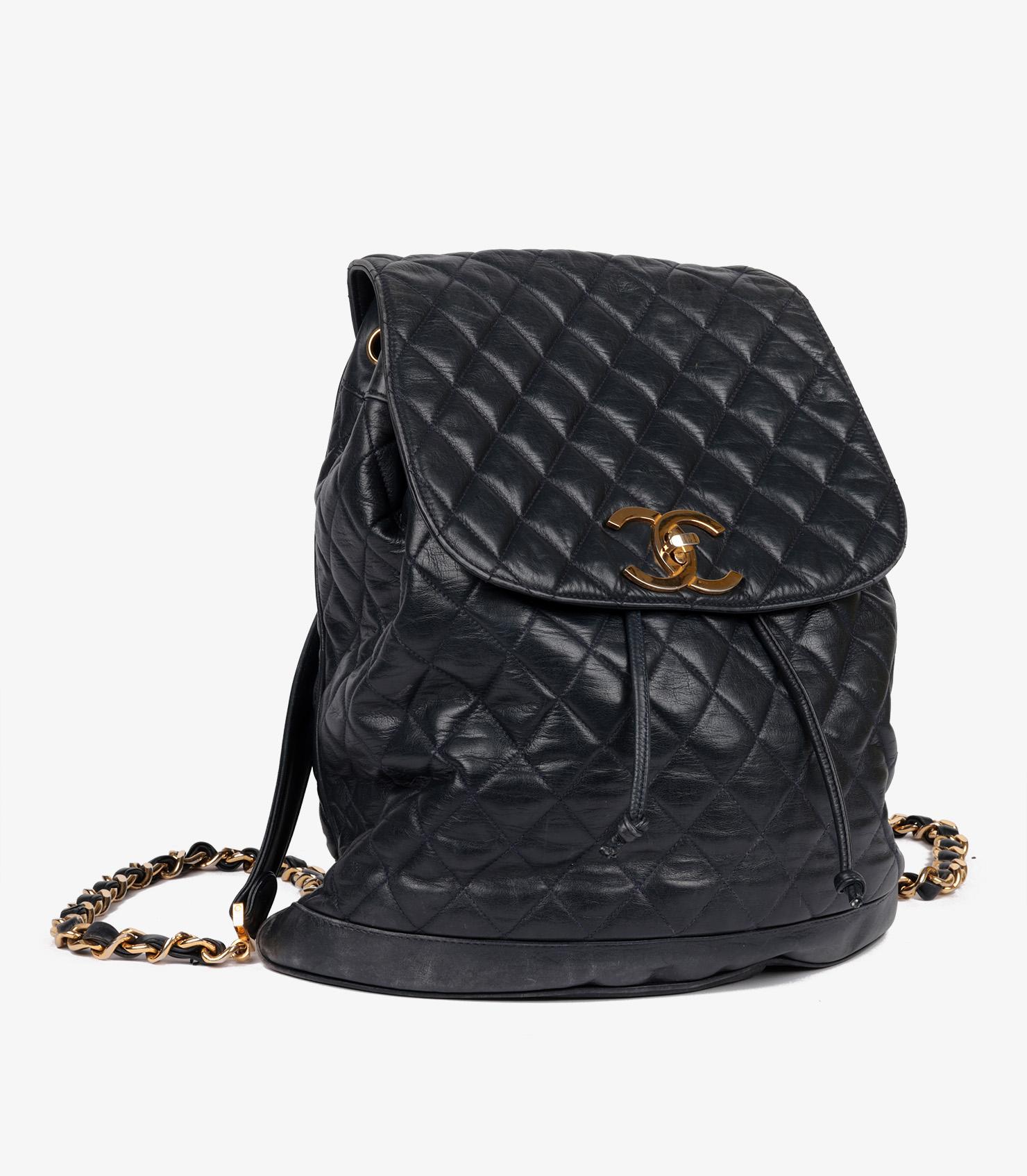 Chanel Navy Quilted Lambskin Vintage Classic Backpack For Sale at 1stDibs