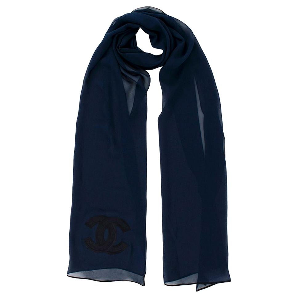 Chanel Logo-Print Cashmere and Silk-Blend Scarf at 1stDibs