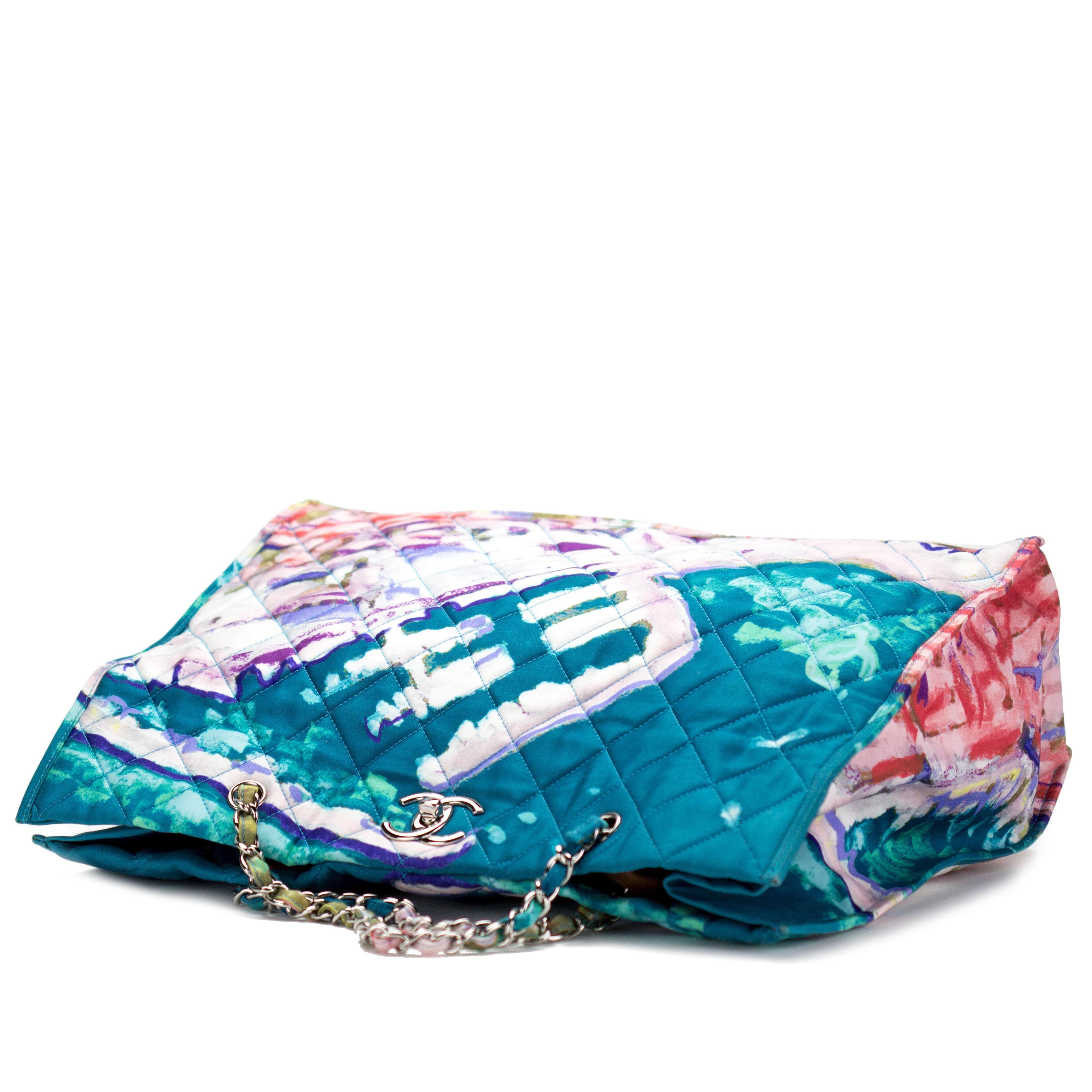 Chanel New 2011 Vintage Aqua Large Quilted Microfiber Maxi Tote Coco ...