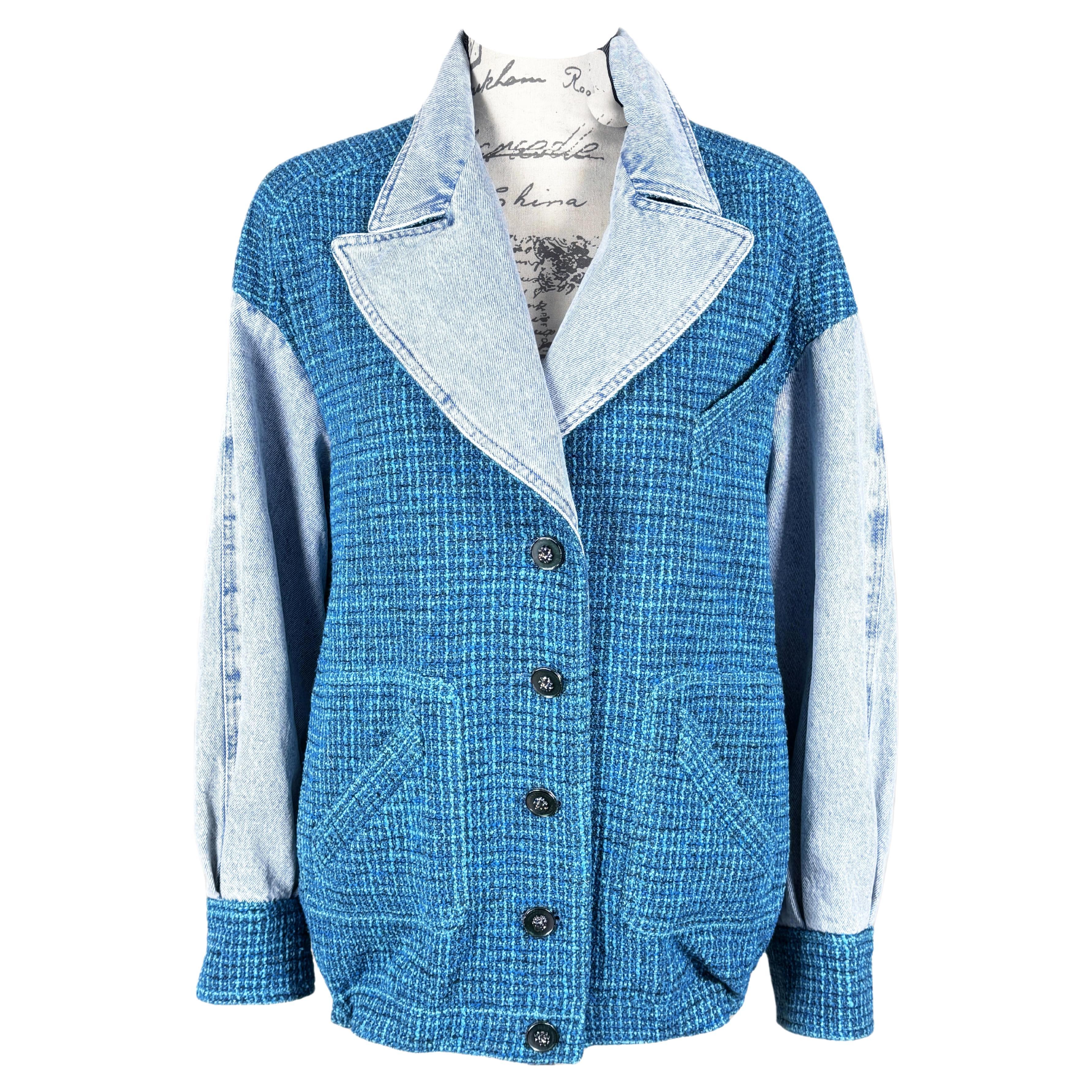 Chanel New 2022 Turquoise Tweed Relaxed Jacket at 1stDibs