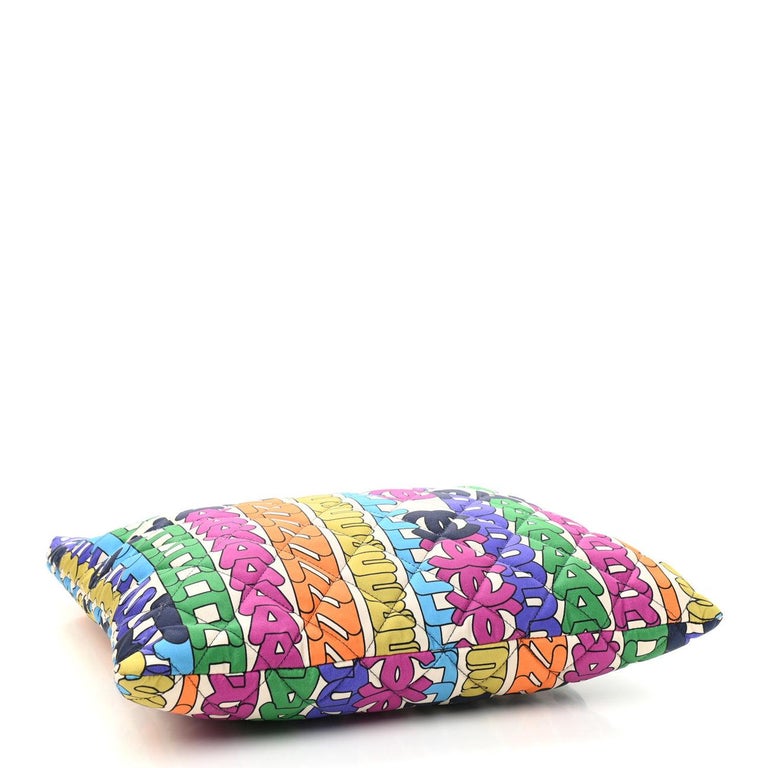 CHANEL NEW 21K Multi Color Rainbow Fabric Gold Leather Chain Top Handle ...