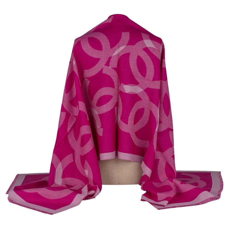 Chanel New Cashmere Shawl Fuchsia For Sale at 1stDibs