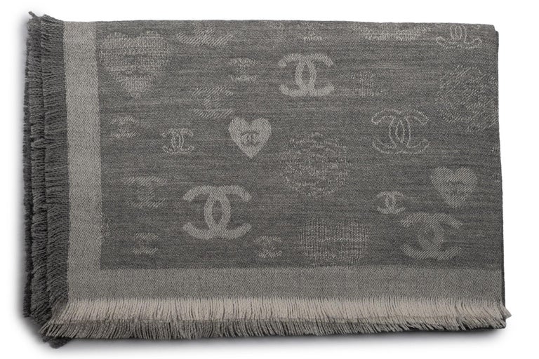 Chanel New Cashmere Shawl Grey For Sale at 1stDibs