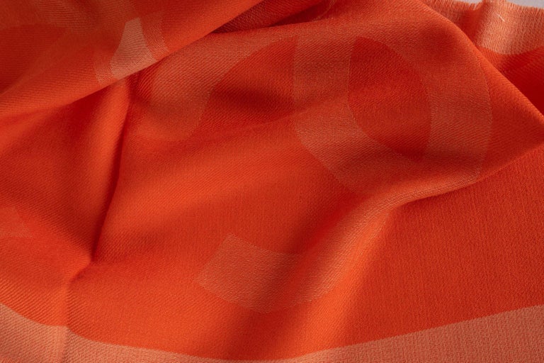Chanel New Cashmere Shawl Orange For Sale at 1stDibs