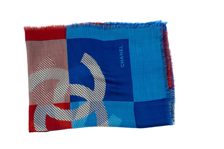 Chanel New Checkers Cashmere Shawl For Sale at 1stDibs