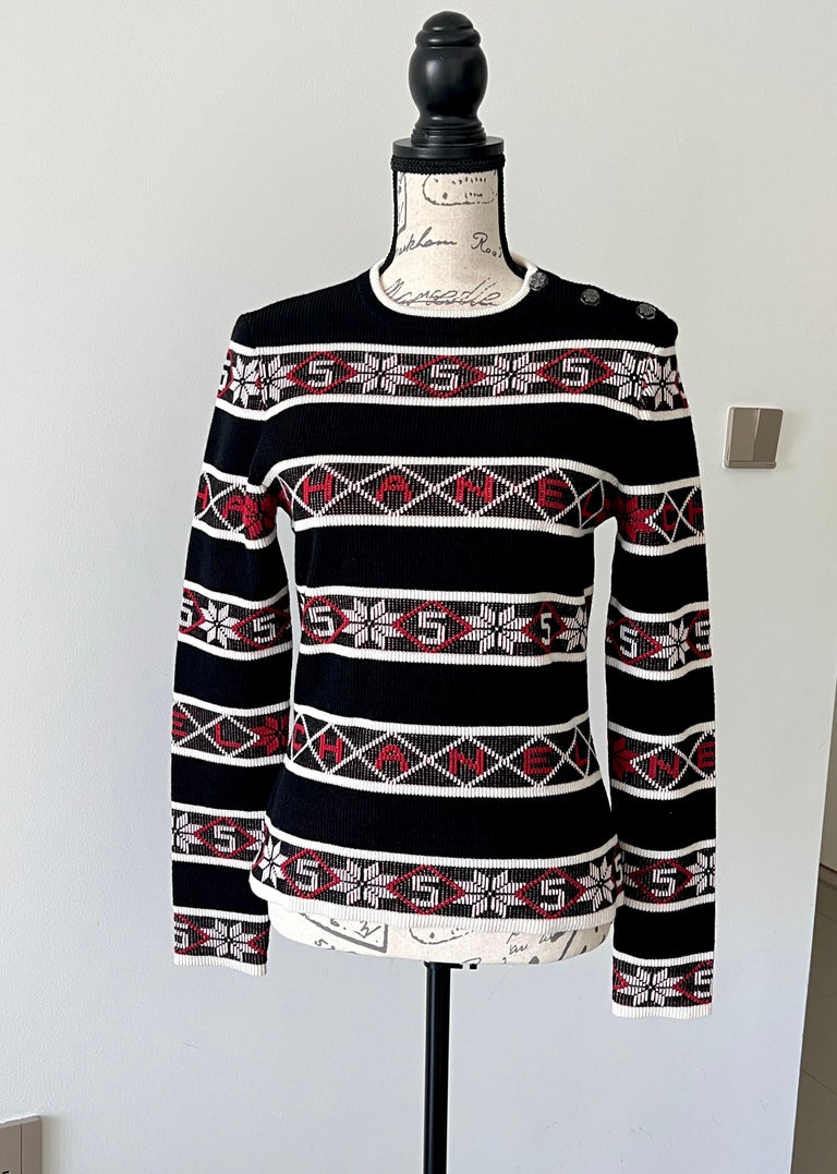 Chanel New Coco Neige Logo Jumper For Sale at 1stDibs