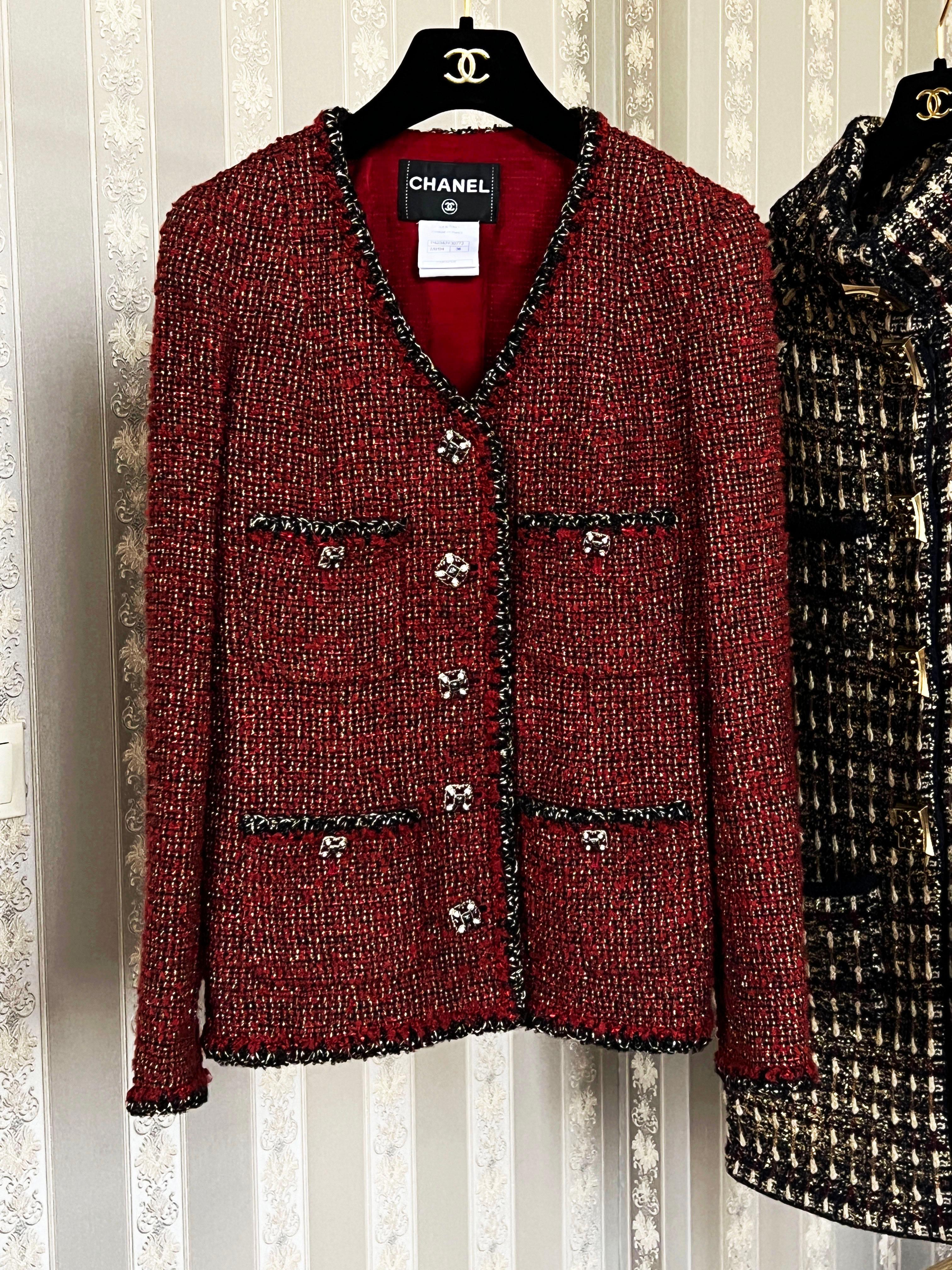 Chanel New Gripoix Buttons Lesage Tweed Jacket For Sale at 1stDibs