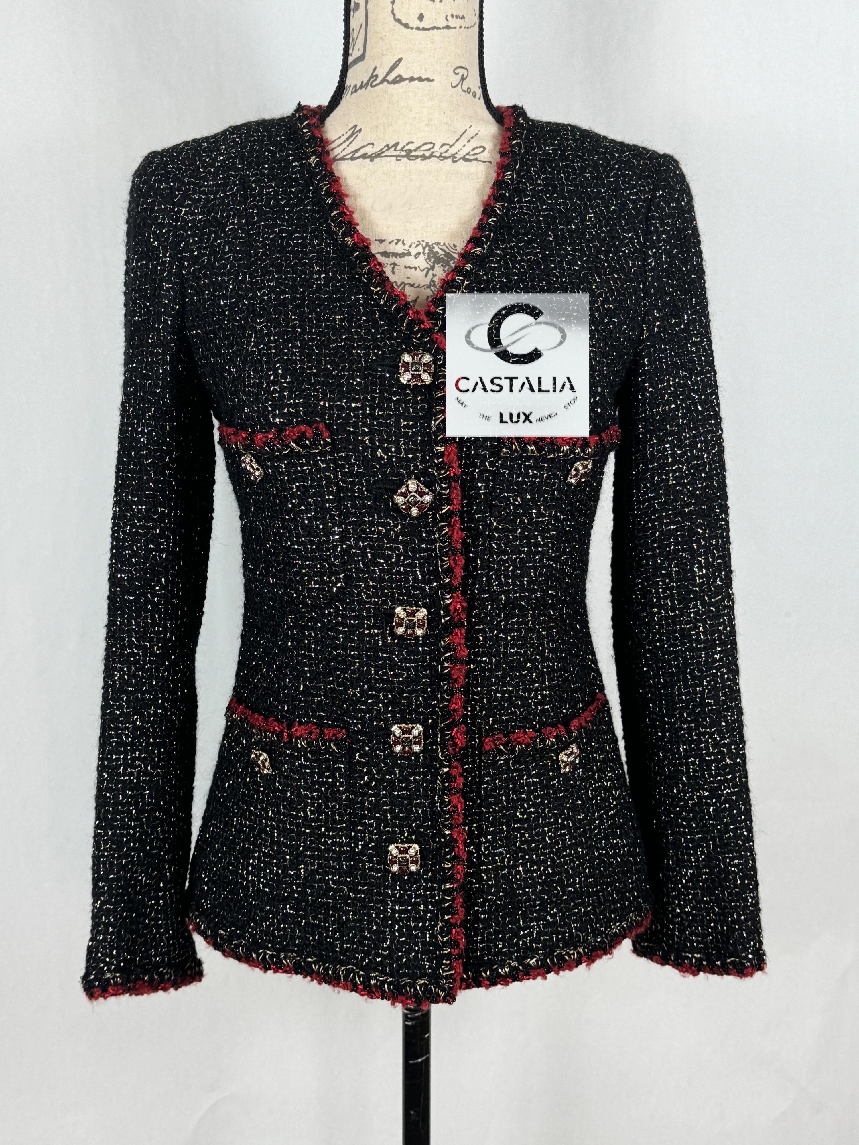 Chanel New Legendary CC Jewel Buttons Black Tweed Jacket For Sale at ...