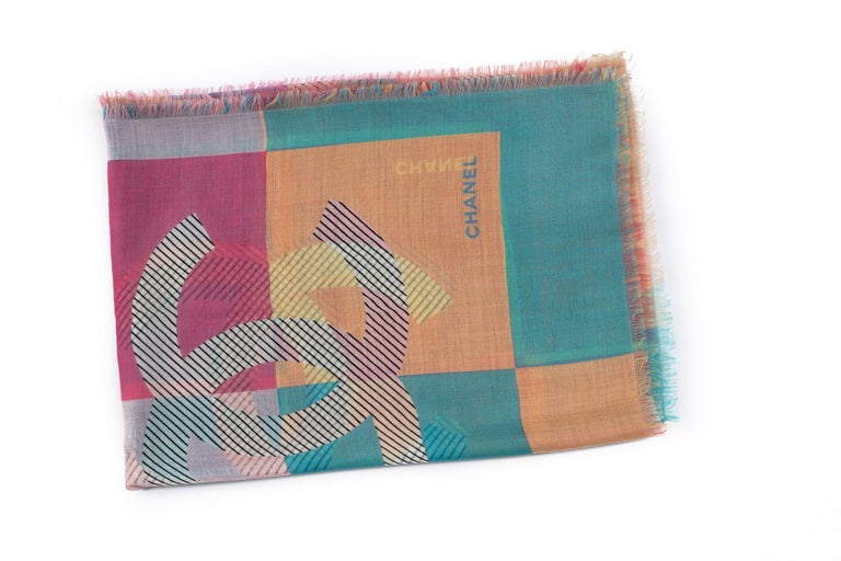 Chanel New Multicolor Checkers Shawl For Sale at 1stDibs