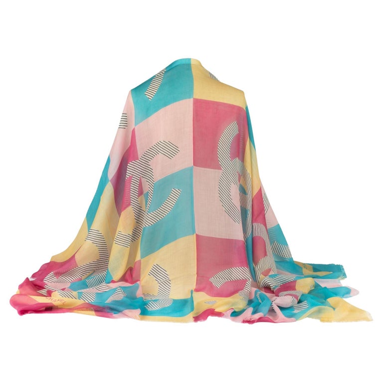 Chanel New Multicolor Checkers Shawl For Sale at 1stDibs