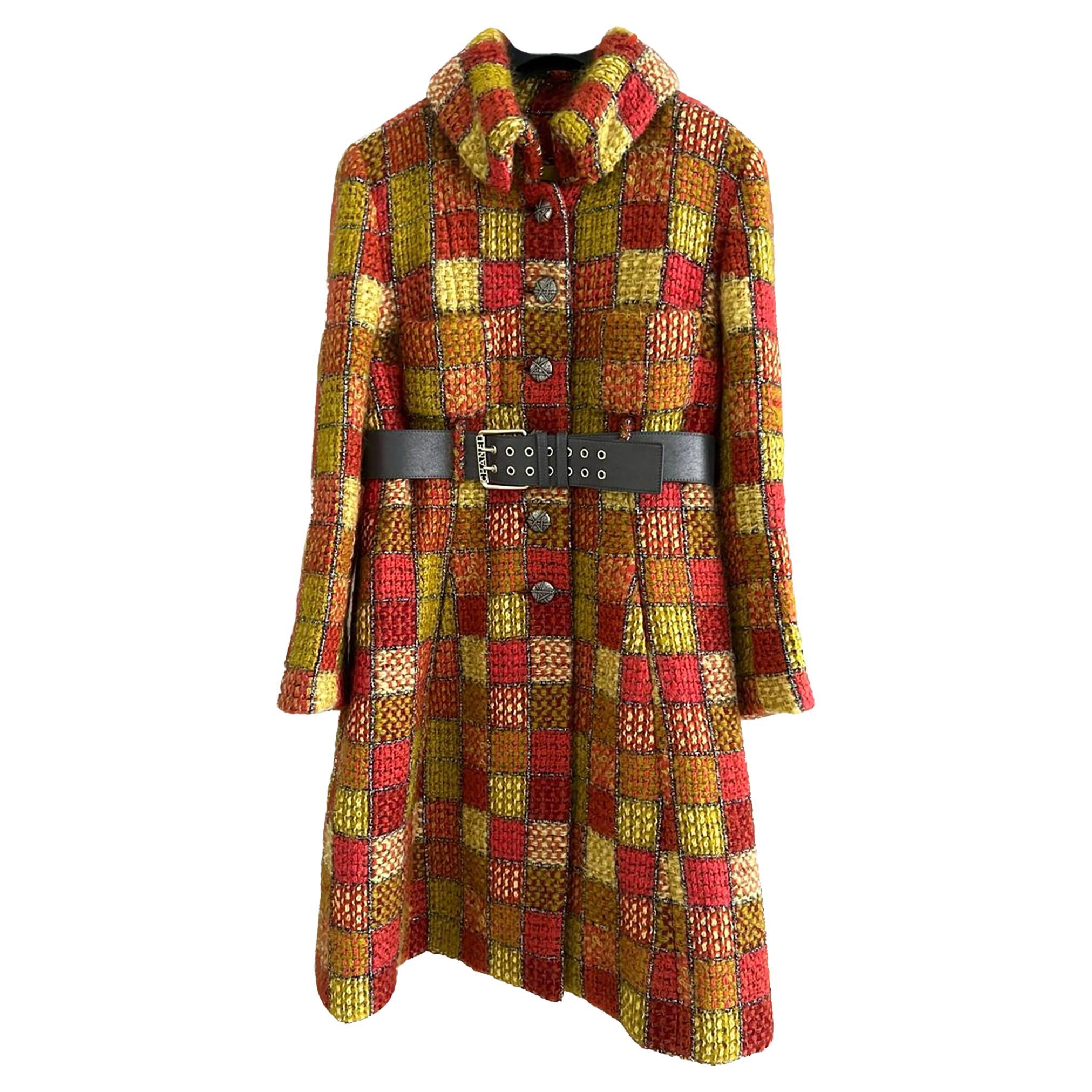 Chanel New Paris / Hamburg Catwalk Tweed Coat with Belt For Sale at 1stDibs