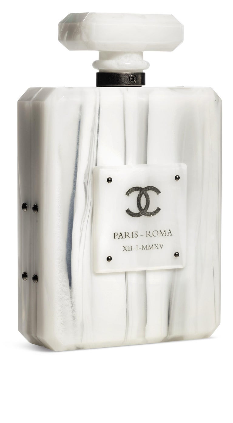 Chanel NEW Runway White Marble Lucite Evening Bottle Shoulder Bag in ...
