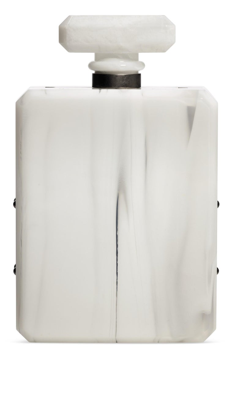Chanel NEW Runway White Marble Lucite Evening Bottle Shoulder Bag in ...