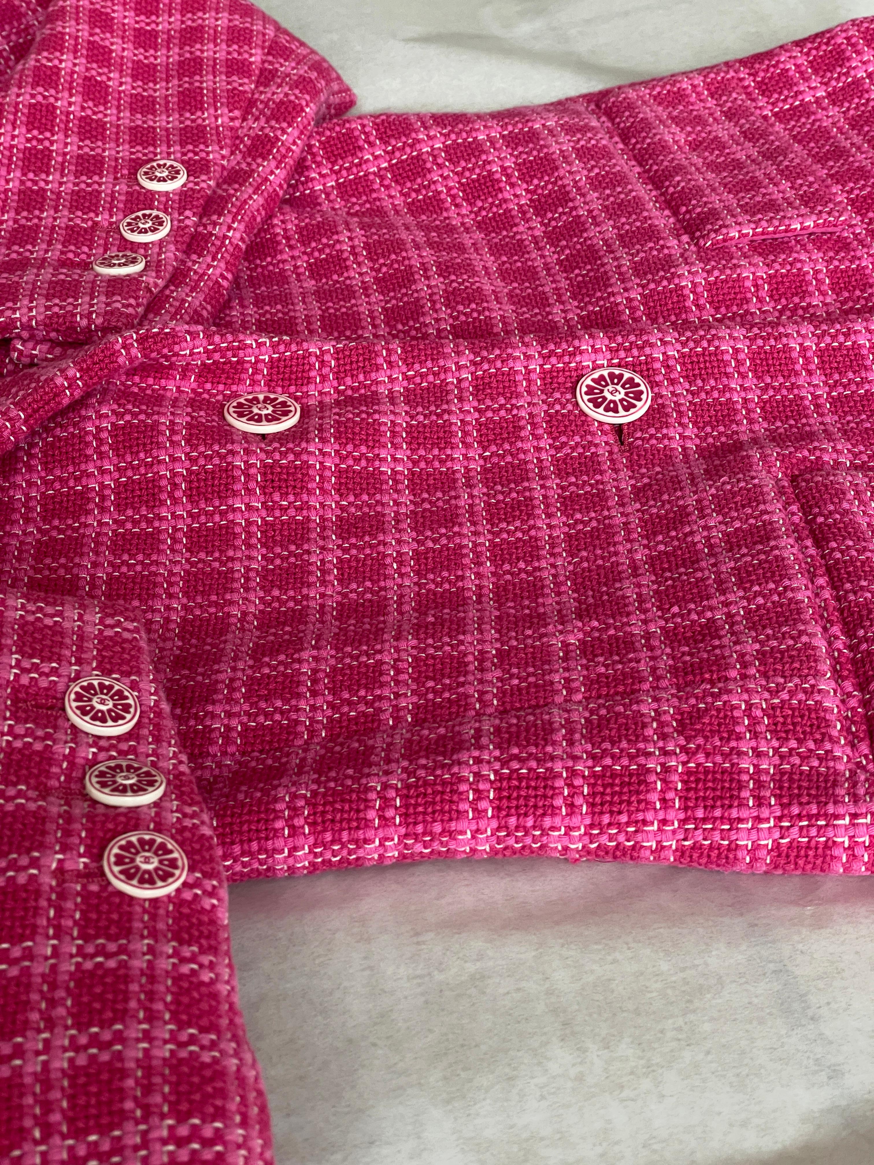 Chanel New Seoul Collection Fuchsia Tweed Jacket For Sale at 1stDibs