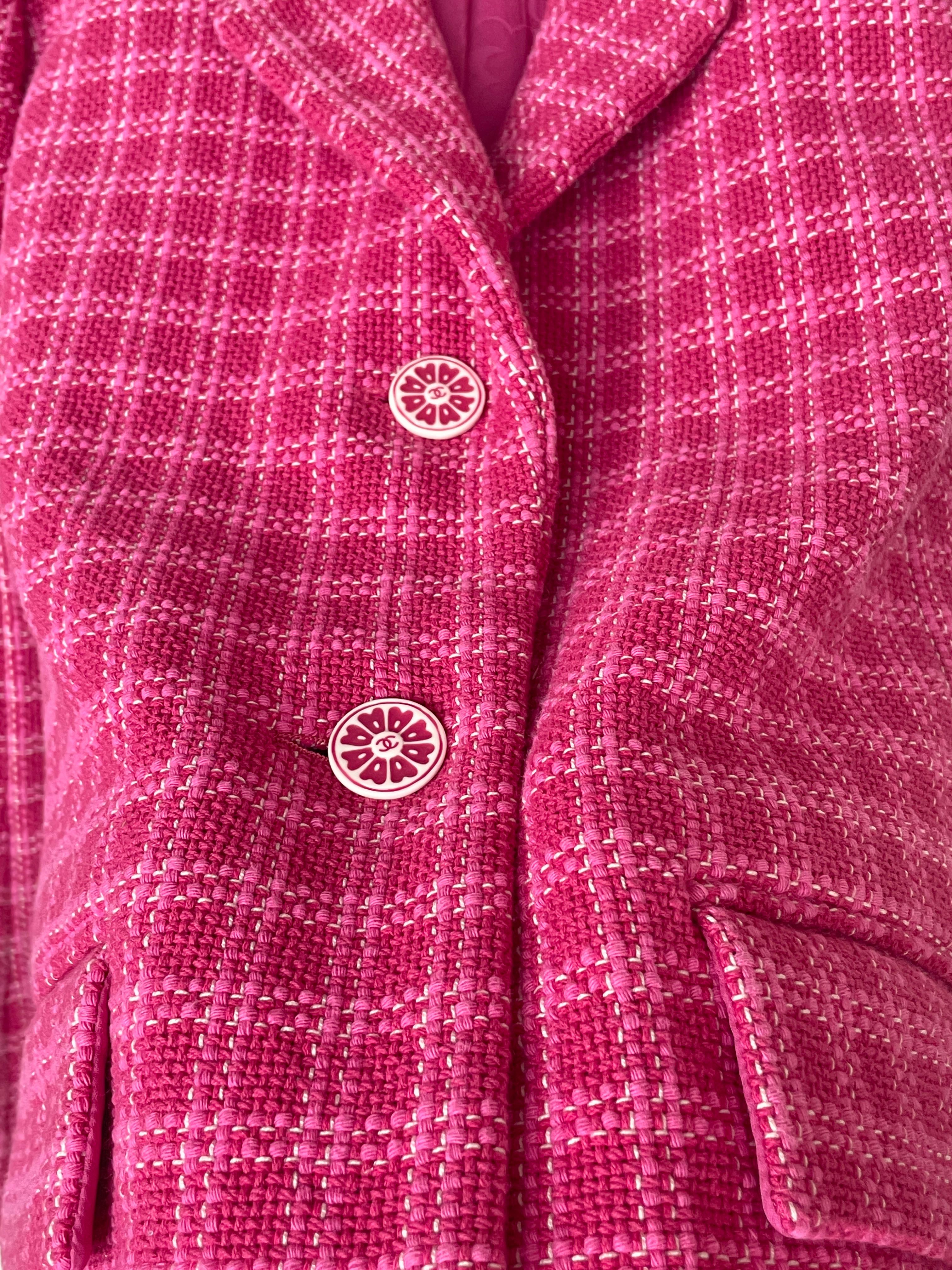 Chanel New Seoul Collection Fuchsia Tweed Jacket For Sale at 1stDibs