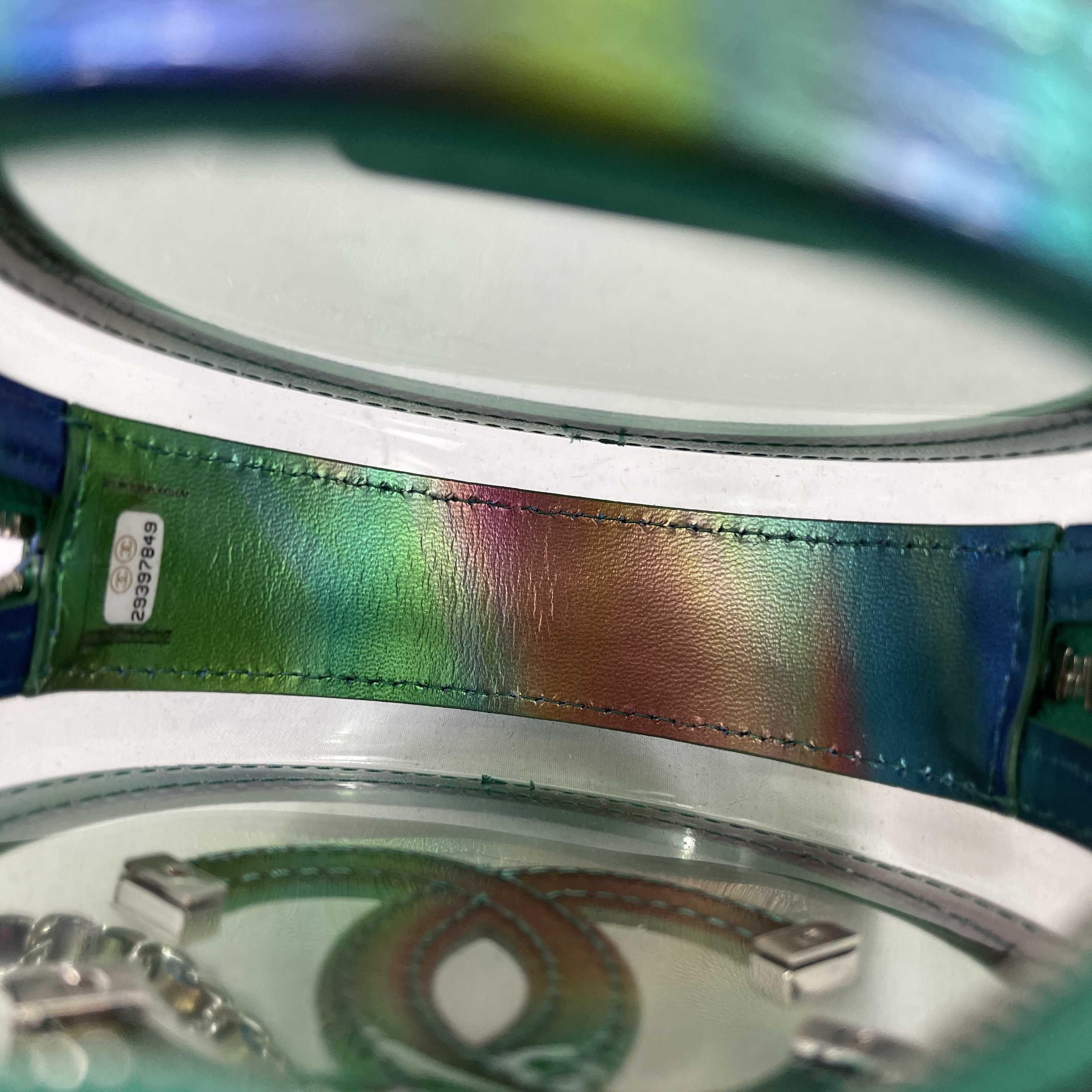 CHANEL New w/ Tags CC Rainbow PVC Round Mini Clutch with Chain ...