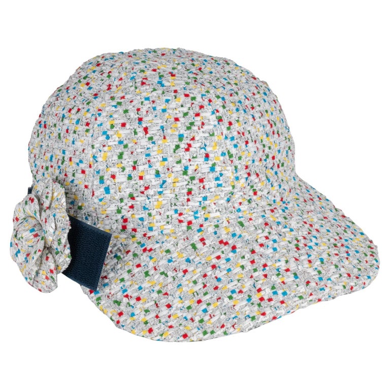 Chanel New White Tweed Baseball Hat MD For Sale at 1stDibs