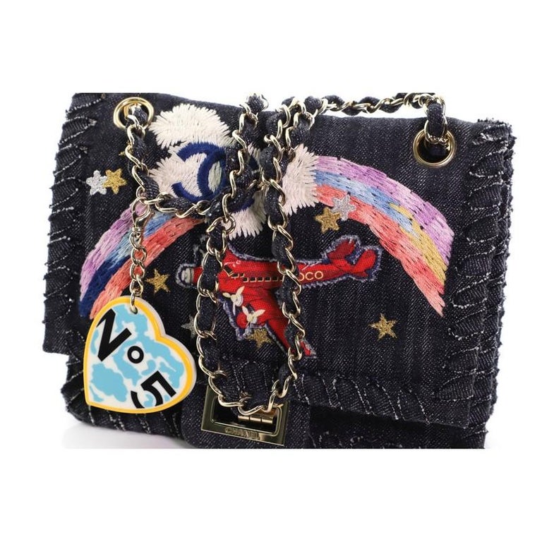 Chanel Night Flight Reissue 2.55 Flap Bag Embroidered Denim 224 at 1stdibs
