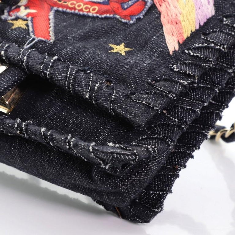Chanel Night Flight Reissue 2.55 Flap Bag Embroidered Denim 224 at 1stDibs