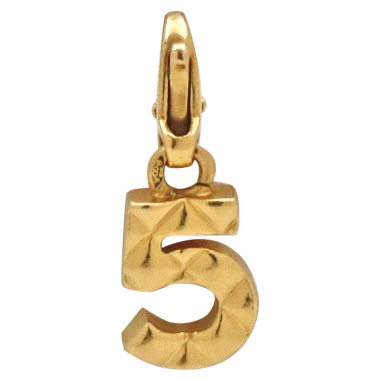 Chanel No 5 Yellow Gold Charm at 1stDibs | number 5 charm