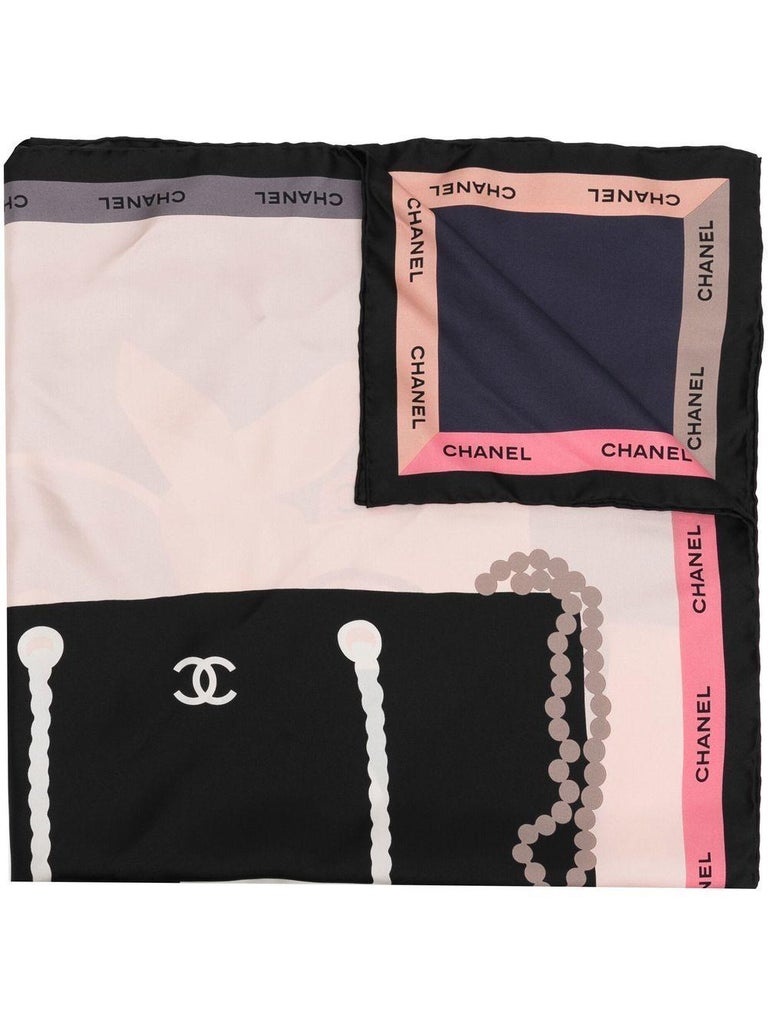 Chanel Nude Classic Bag Print Silk Scarf For Sale at 1stDibs