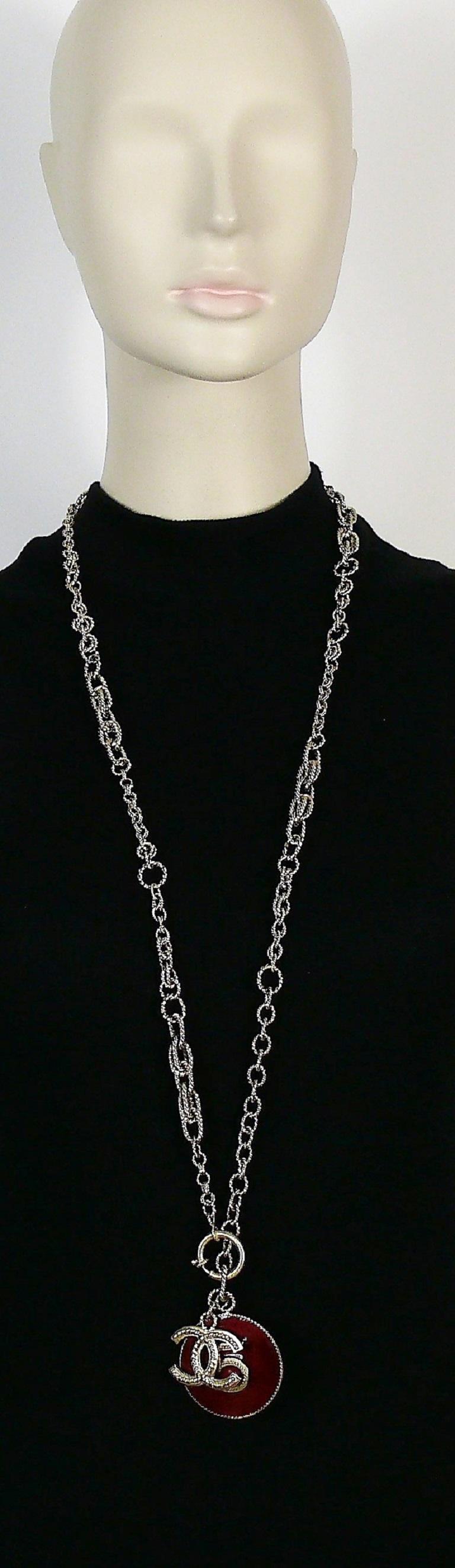 Chanel Number 5 Disc and CC Pendant Necklace For Sale at 1stDibs