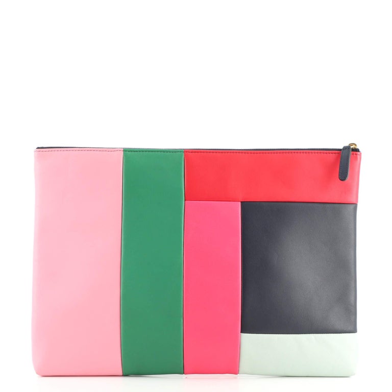 Chanel O Case Clutch Colorblock Leather Large For Sale at 1stDibs