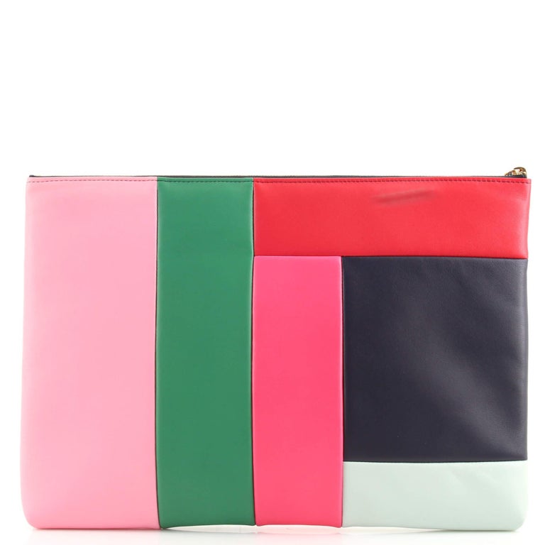 Chanel O Case Clutch Colorblock Leather Large For Sale at 1stDibs