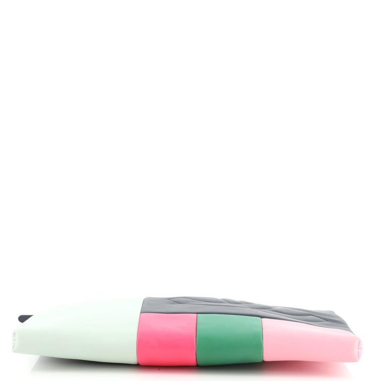 Chanel O Case Clutch Colorblock Leather Large For Sale at 1stDibs