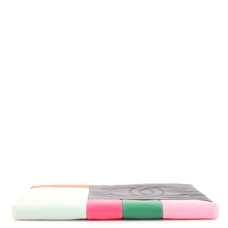 Chanel O Case Clutch Colorblock Leather Large For Sale at 1stDibs